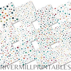 12 Rainbow Star Pattern Printable Papers, 300DPI JPG Files Digital ...