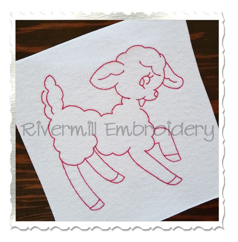 Vintage Style Lamb Machine Embroidery Design - Etsy