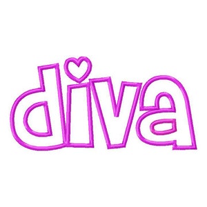 Diva Applique Machine Embroidery Design - 4 Sizes - Instant Download ...