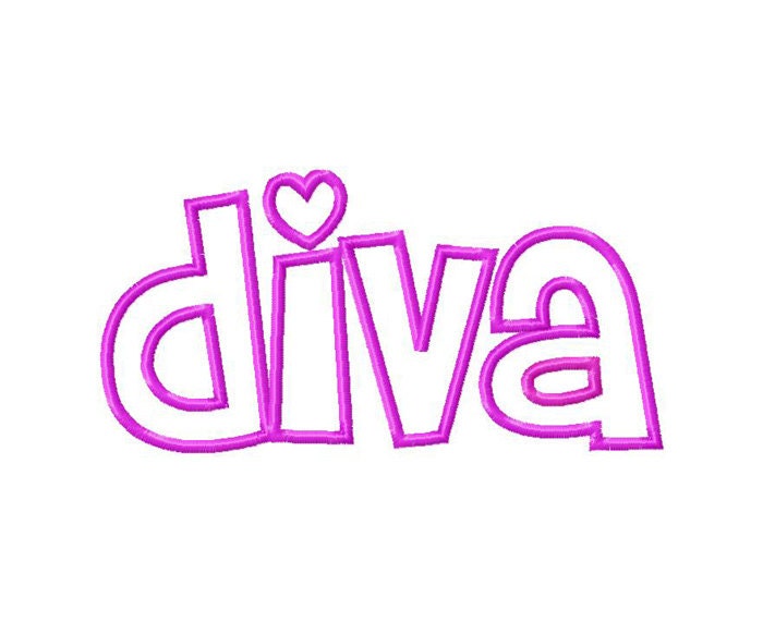 Diva Applique Machine Embroidery Design 4 Sizes | Etsy