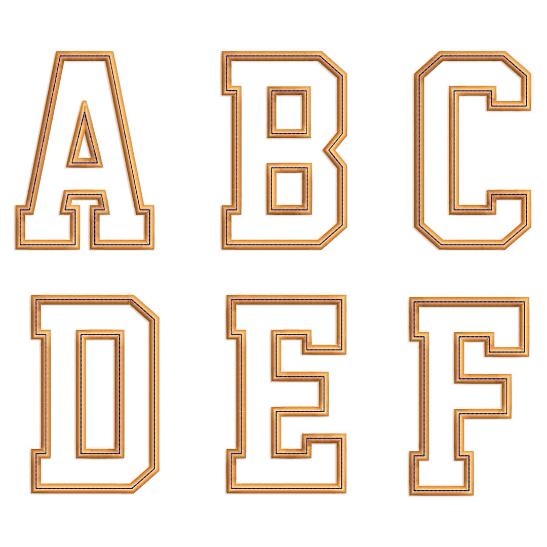 Varsity Collegiate Applique W/ Top Bean Stitch Machine Embroidery Font ...