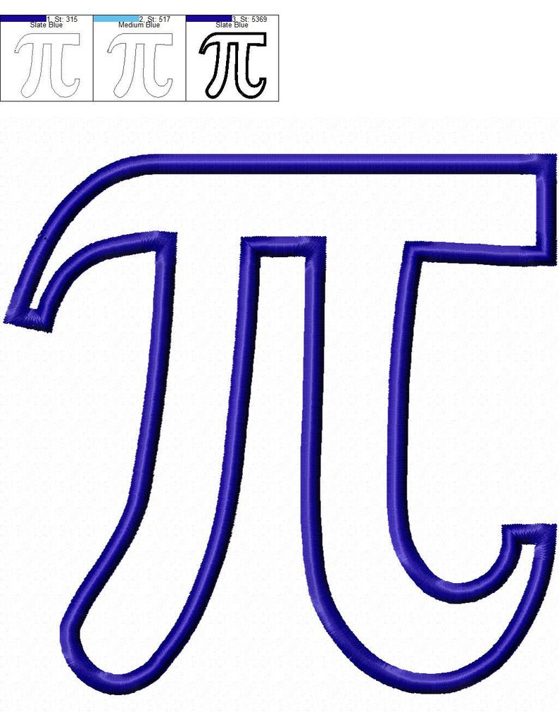 Applique Pi Symbol Machine Embroidery Design 4 Sizes | Etsy