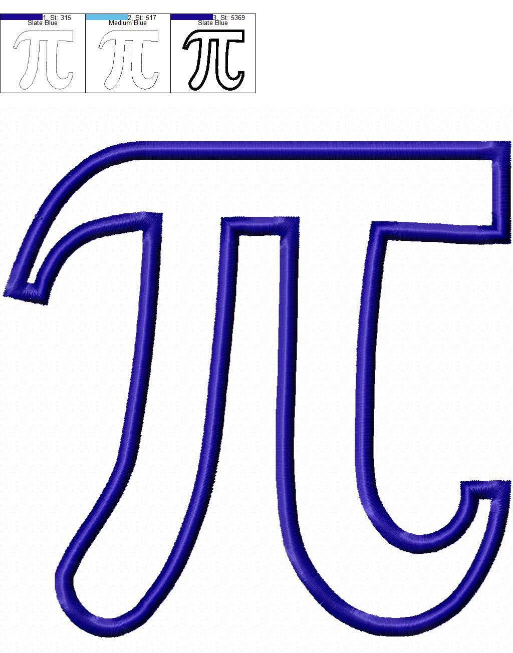 Applique Pi Symbol Machine Embroidery Design 4 Sizes | Etsy