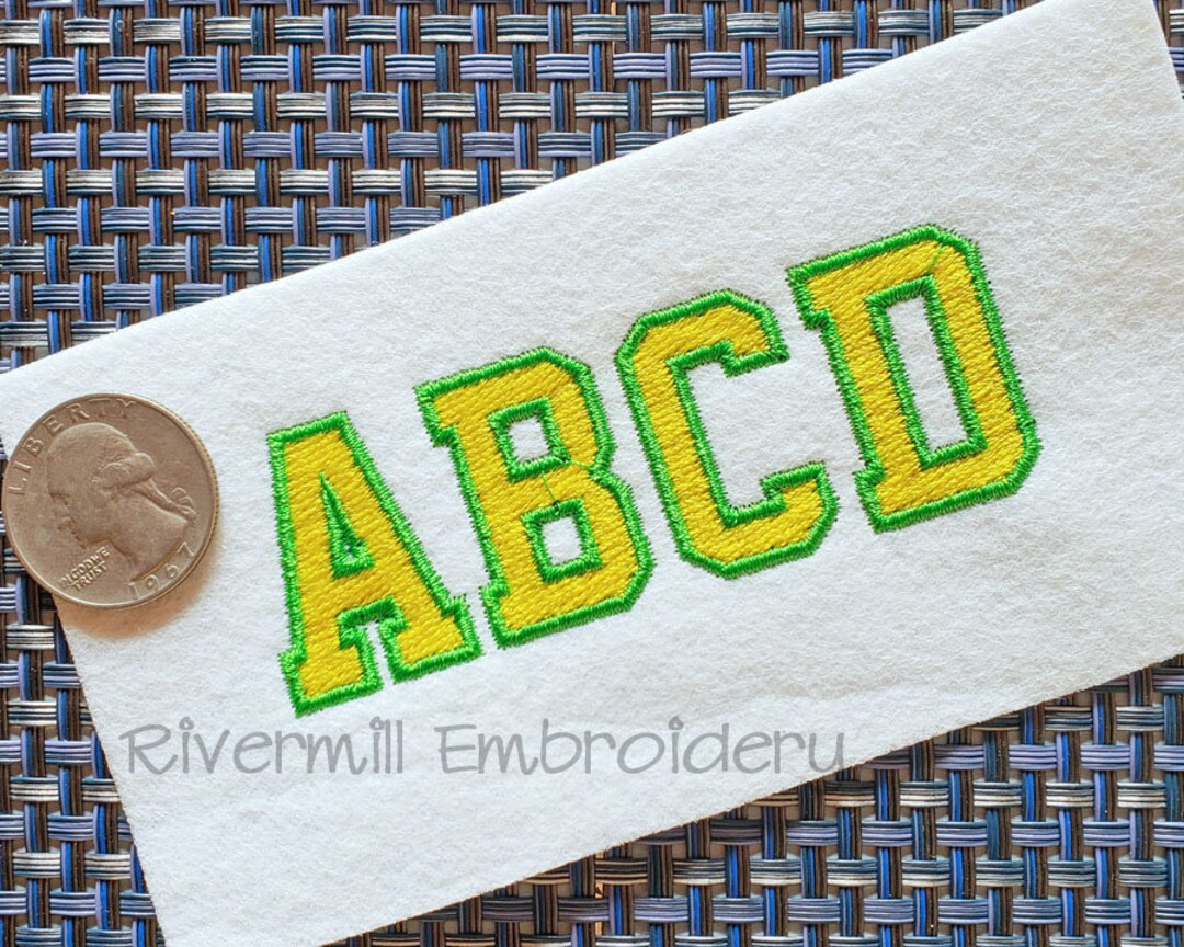 Small 2 Color Varsity Style Machine Embroidery Font Monogram Alphabet ...