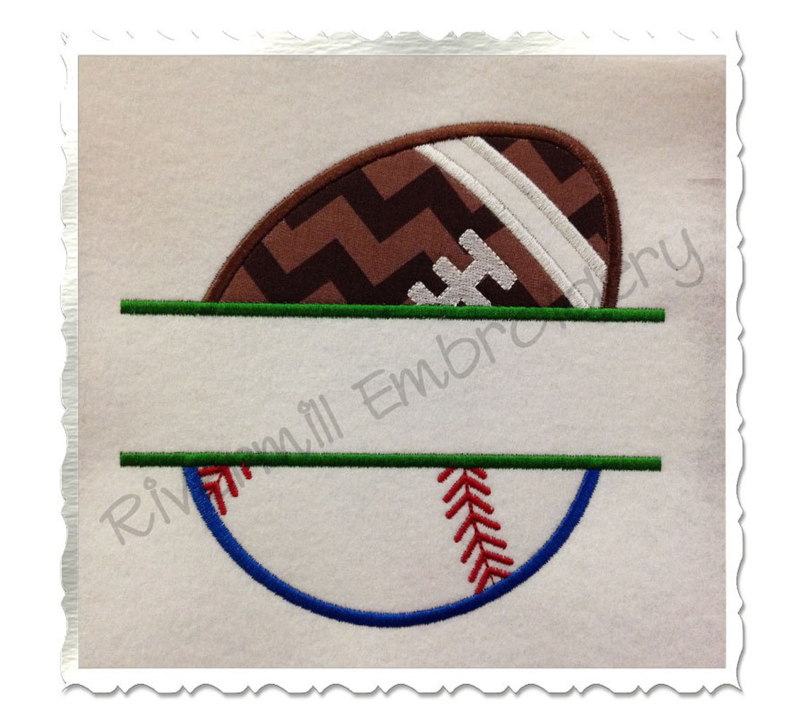 Split Ball Half Football Half Softball / Baseball Applique | Etsy