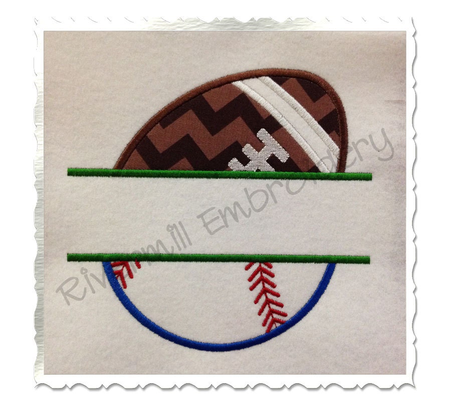 Split Ball Half Football Half Softball / Baseball Applique | Etsy