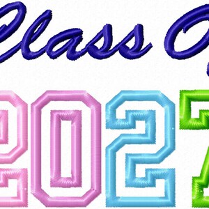 Class of 2027 Applique Machine Embroidery Design - 4 Sizes - Instant ...