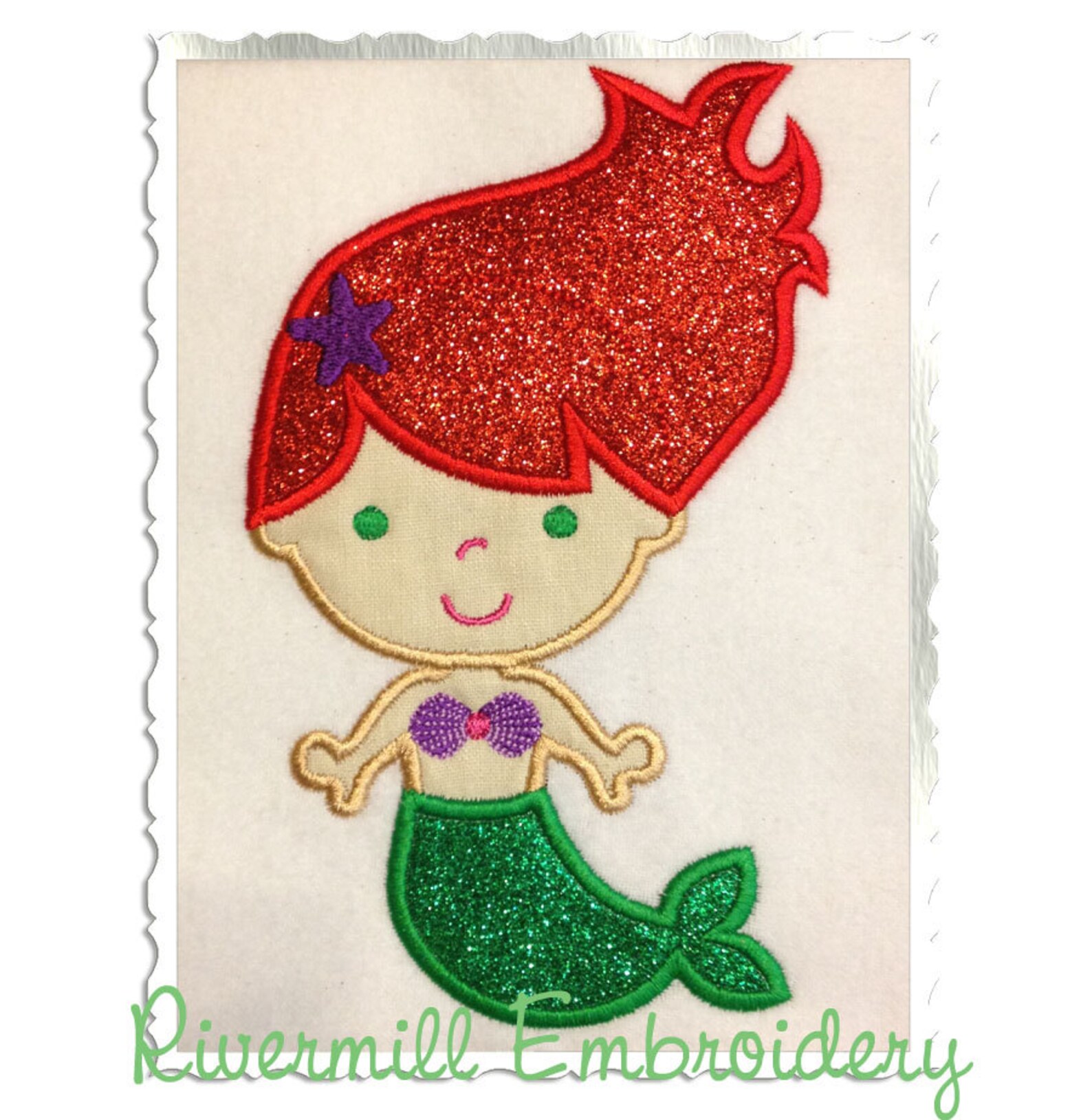 Applique Mermaid Machine Embroidery Design 2 Sizes - Etsy