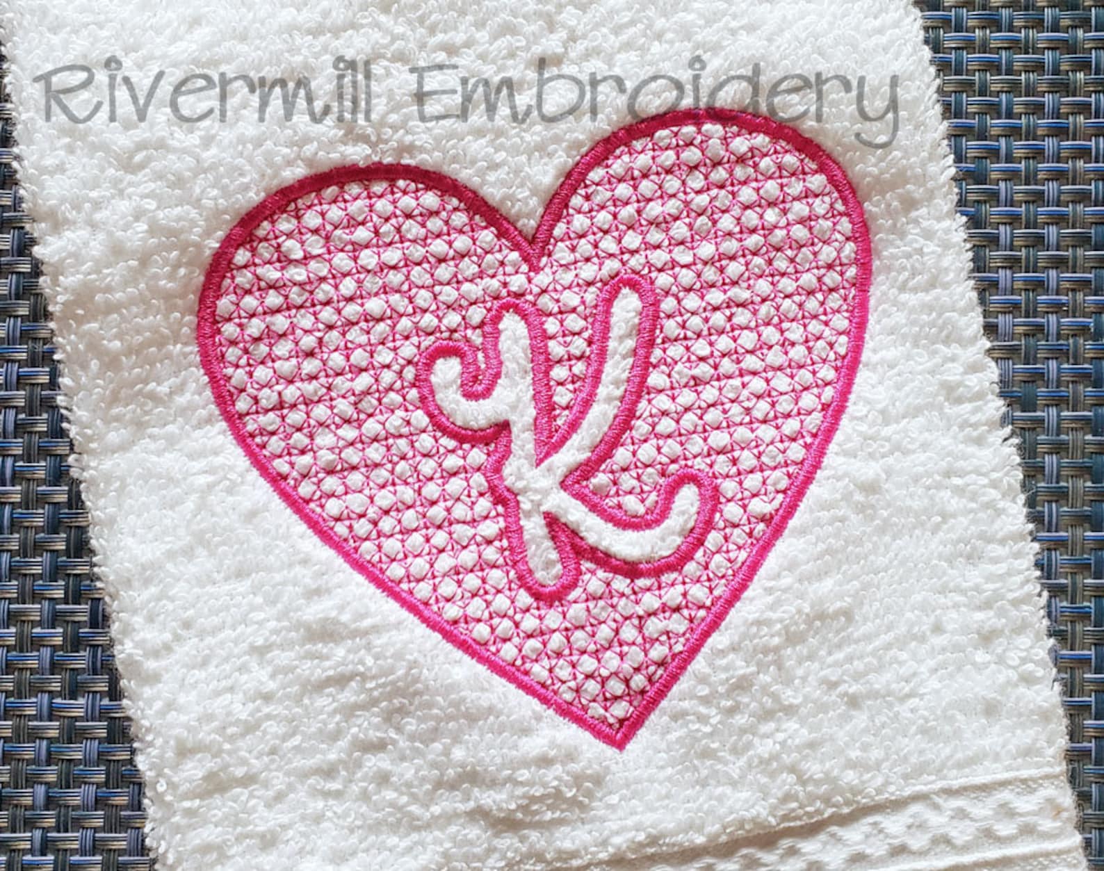 Heart Shaped Embossed Machine Embroidery Monogram Alphabet | Etsy
