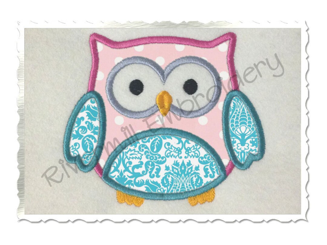 Applique Owl Machine Embroidery Design (style #2) - 3 Sizes - Instant ...