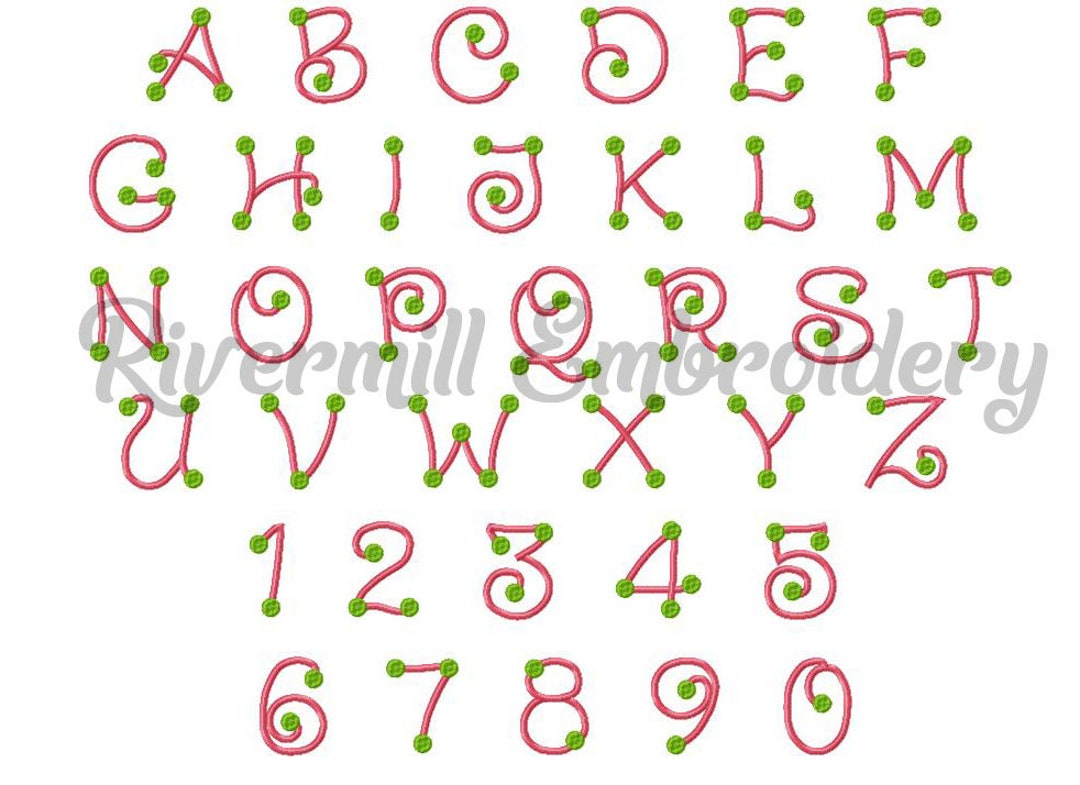 Two Color Dots Machine Embroidery Font Alphabet - 3 Sizes - BX Files ...