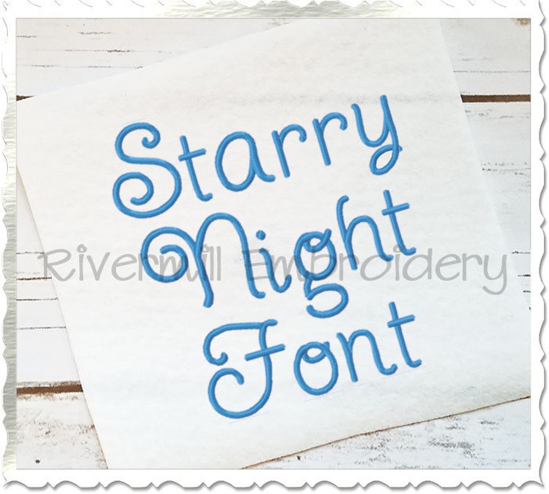 Starry Night Machine Embroidery Font Monogram Alphabet - 3 Sizes - BX ...