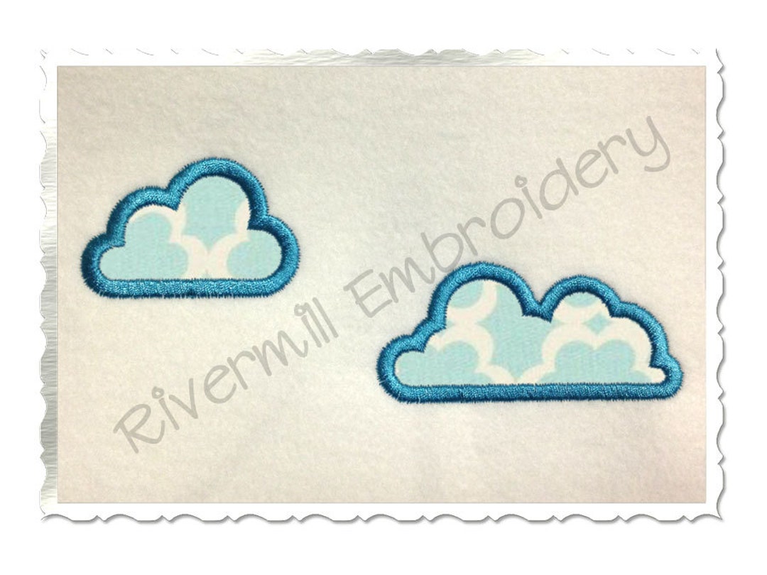 Applique Clouds Machine Embroidery Design - 6 Sizes Each - Instant ...