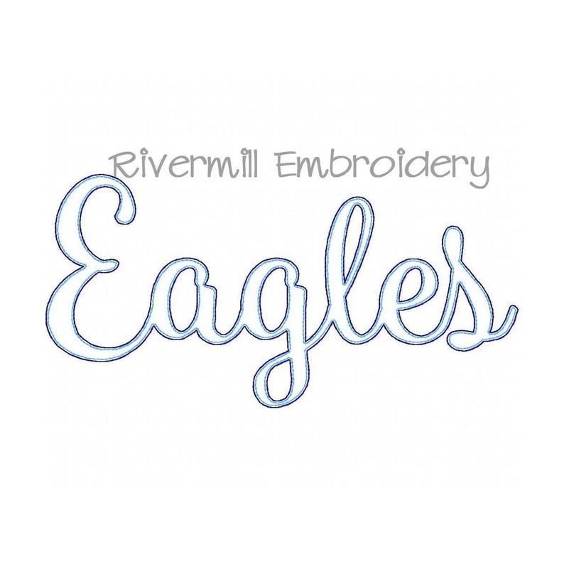 Eagles Script Raggy Applique Machine Embroidery Design - 4 Sizes ...