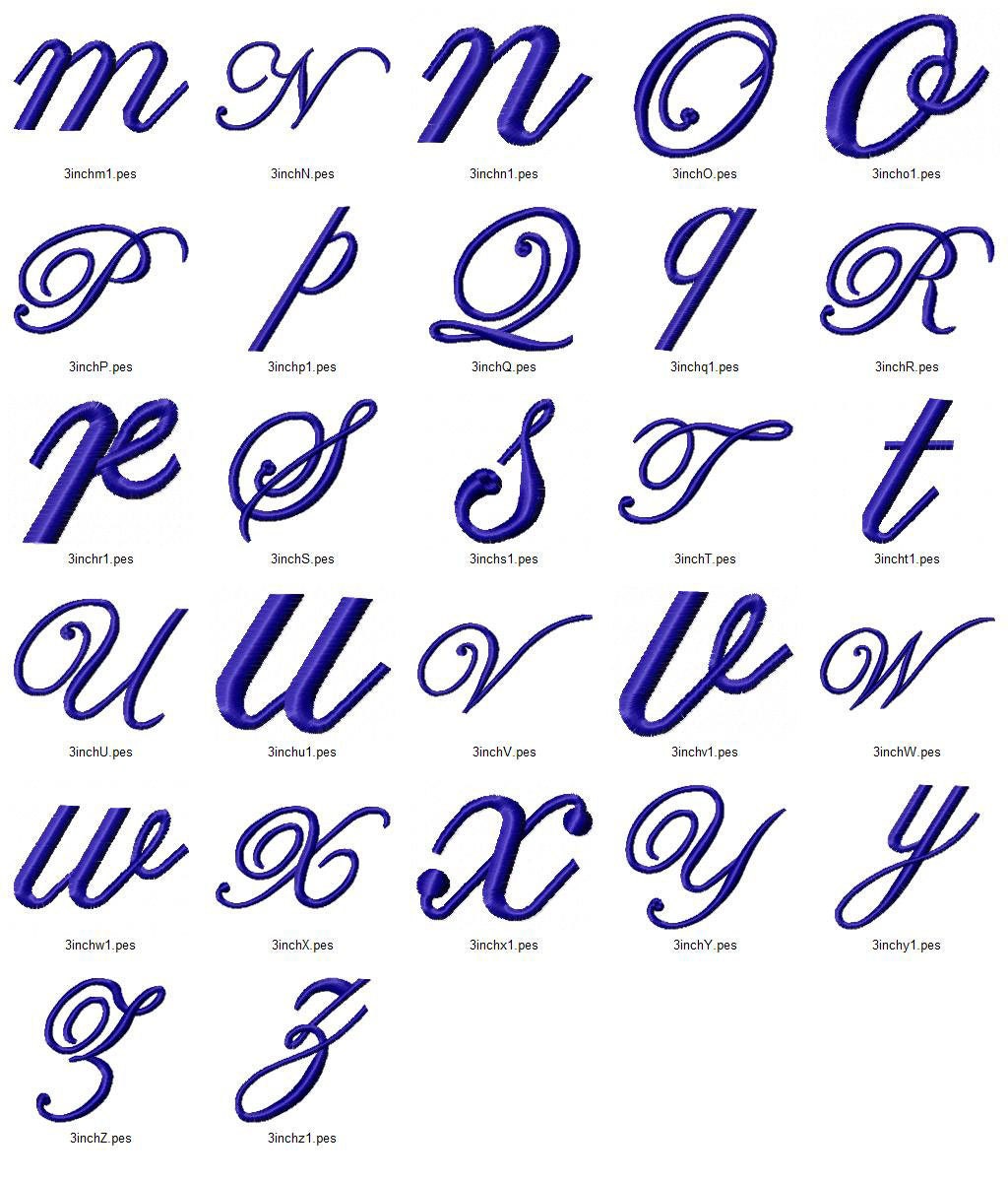 Edwardian Script Machine Embroidery Font Monogram Alphabet - 3 Sizes ...