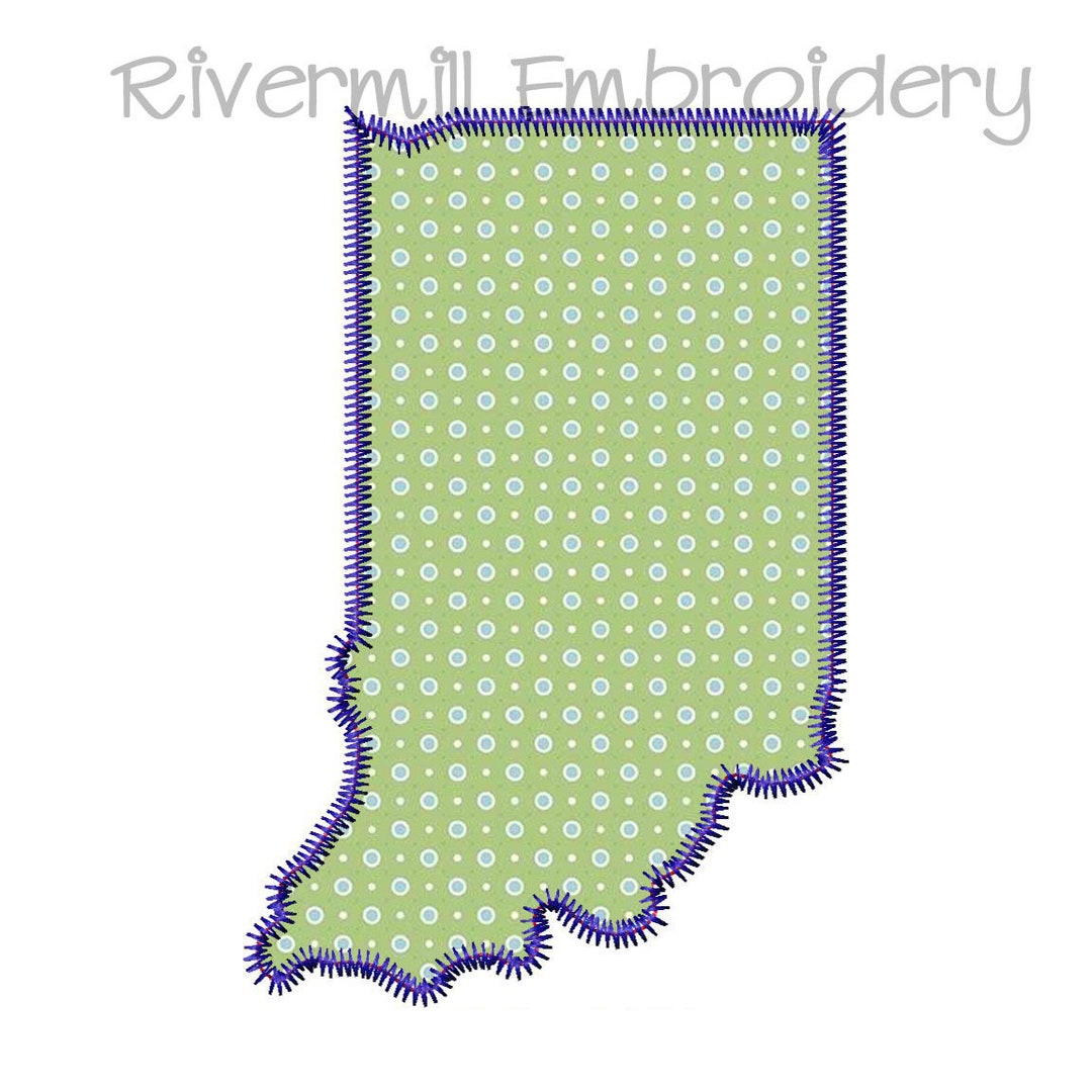 State of Indiana Zig Zag Applique Machine Embroidery Design - 4 Sizes ...