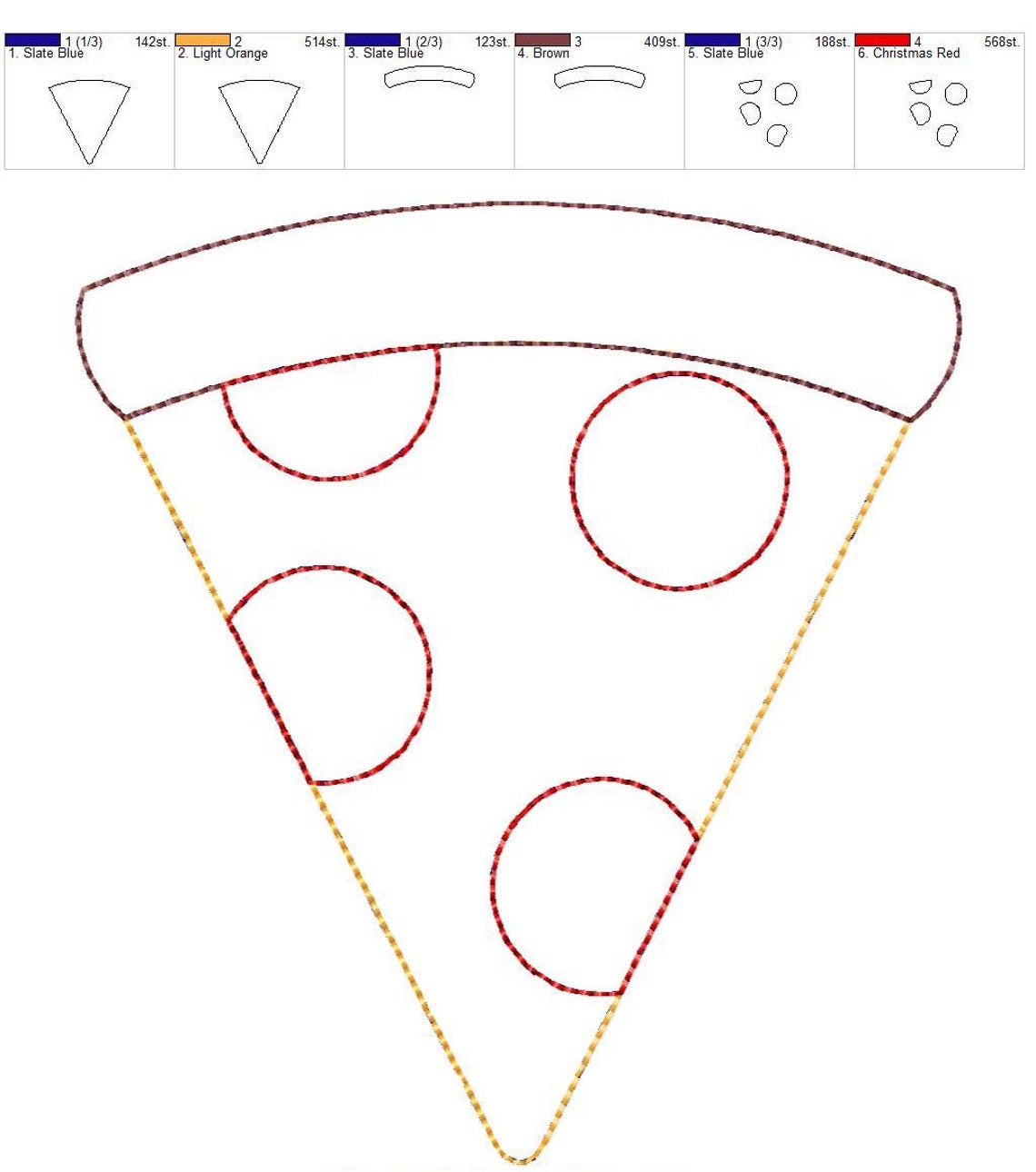 Raggy Applique Pepperoni Pizza Slice Machine Embroidery Design - Etsy
