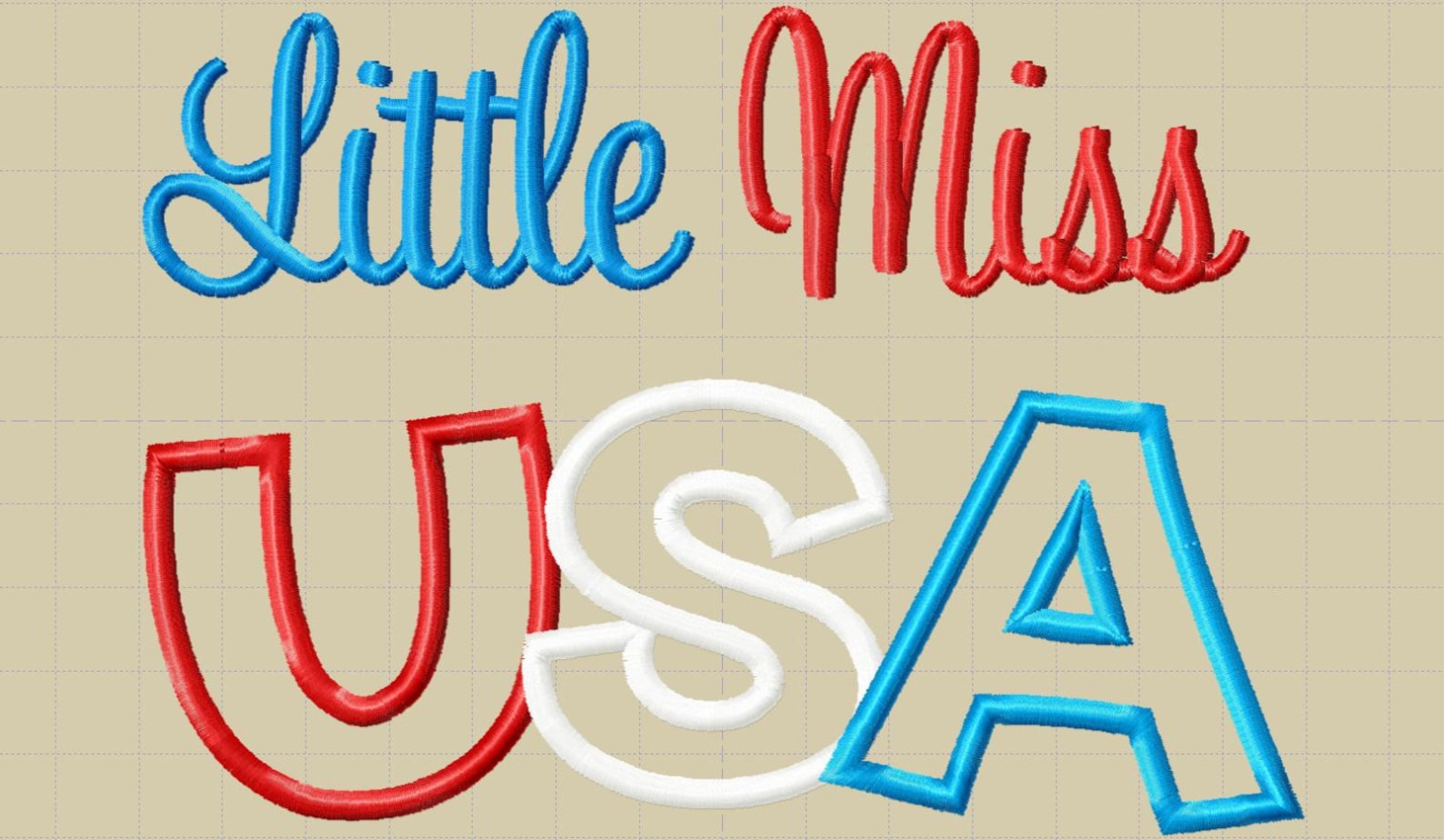 Little Miss USA Applique Machine Embroidery Design - 4 Sizes - Instant ...