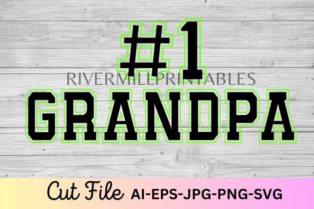 Number One 1 Grandpa Vector Cut File Sporty Varsity Style Letters - Etsy