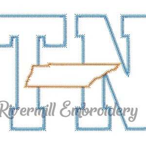 TN Tennessee Letters & State Zig Zag Applique Machine Embroidery Design ...