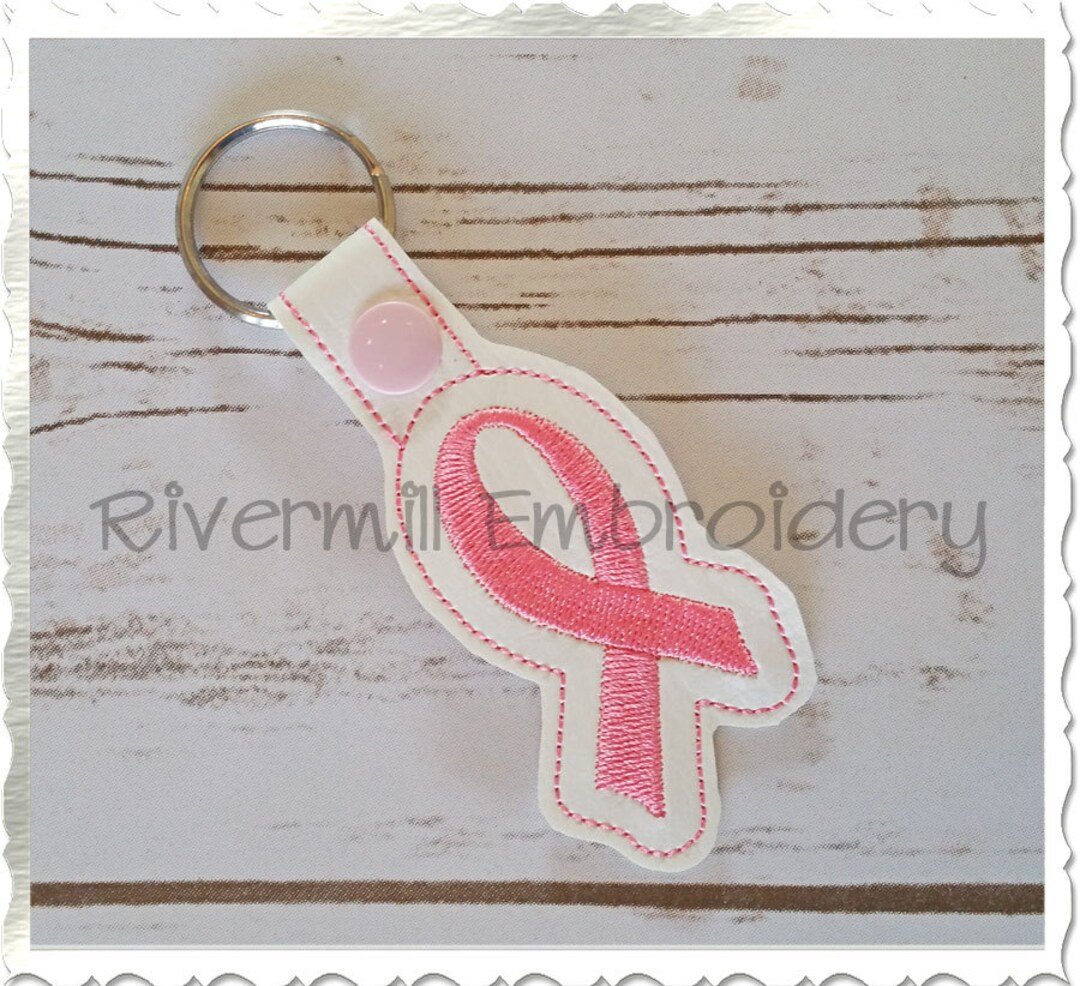 Awareness Ribbon in the Hoop Snap Tab Key Fob Machine Embroidery Design ...