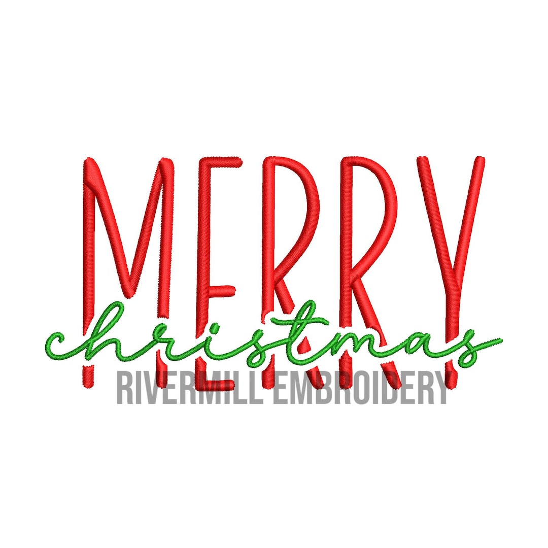 Merry Christmas Machine Embroidery Design - 4 Sizes - Instant Download ...