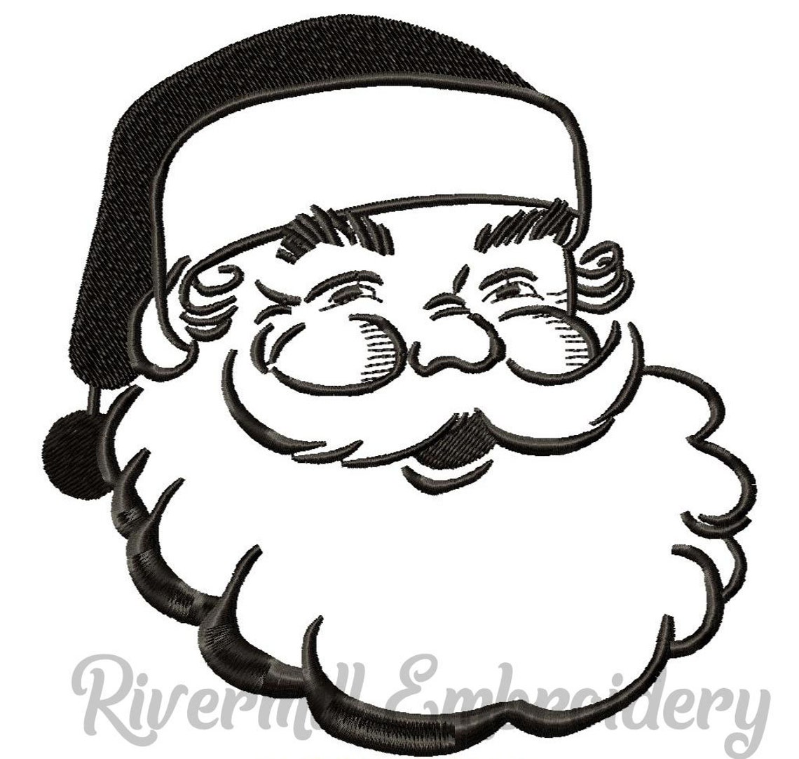 Retro Style Santa Face Machine Embroidery Design - 4 Sizes - Etsy