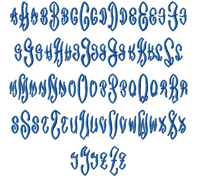 Scroll 3 Letter Monogram Machine Embroidery Font Alphabet 3 - Etsy