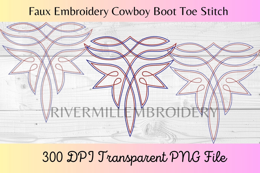 Faux Embroidery Cowboy Boot Toe Stitch Pattern Printable PNG File ...