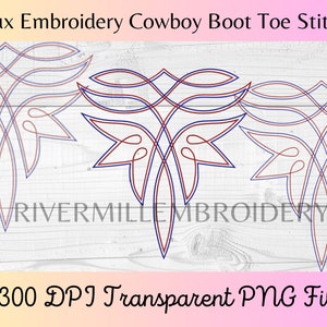 Faux Embroidery Cowboy Boot Toe Stitch Pattern Printable PNG File ...
