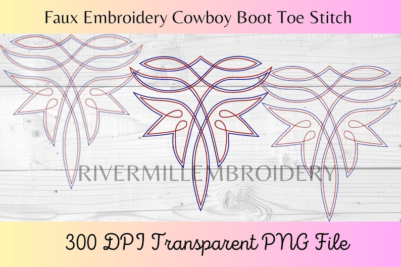 Faux Embroidery Cowboy Boot Toe Stitch Pattern Printable PNG File ...