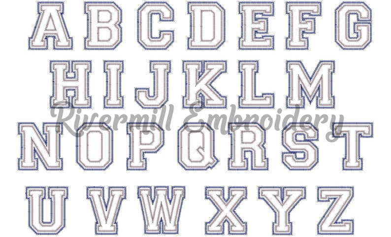 Zig Zag Double Applique Varsity Alphabet Machine Embroidery Font - 3 ...