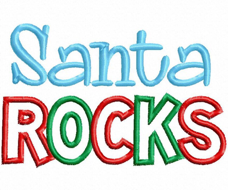Santa Rocks Applique Machine Embroidery Design 3 Sizes - Etsy