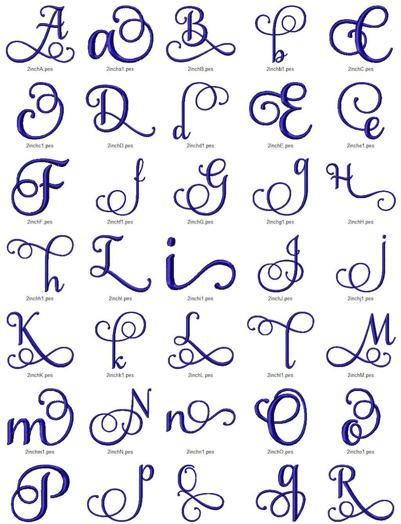 Samantha Script Alternate Set 2 Machine Embroidery Font Monogram ...