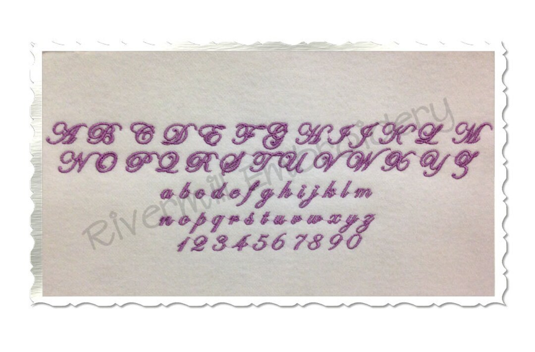 Small Edwardian Script Machine Embroidery Font Alphabet - 3/4" and 1/2 ...