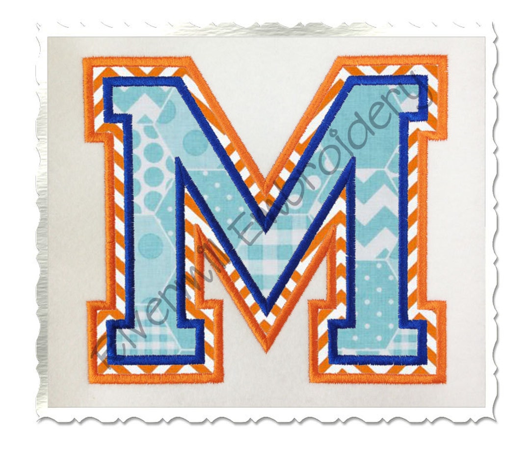Double Applique Varsity (style 2) Machine Embroidery Font Monogram ...