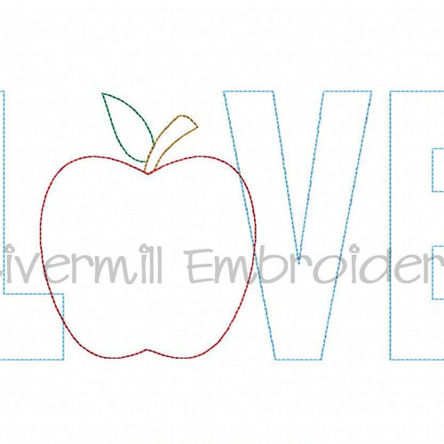 Script Raggy Applique Love Machine Embroidery Design 4 Sizes Etsy