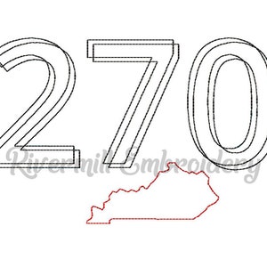 KY Kentucky 270 Area Code Raggy Applique Machine Embroidery Design - 4 ...