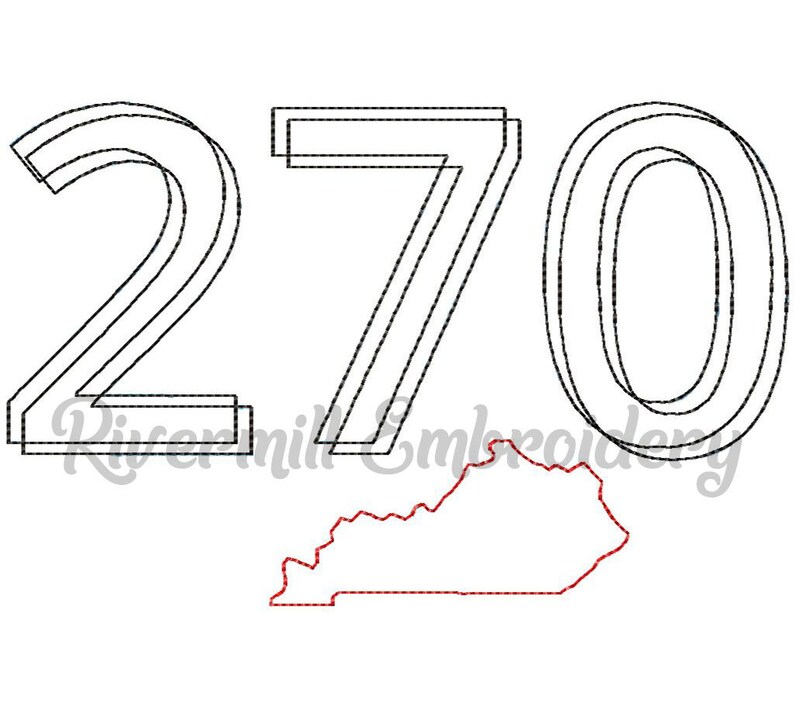 KY Kentucky 270 Area Code Raggy Applique Machine Embroidery - Etsy