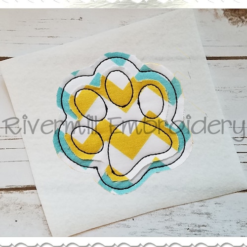 Dog Paw Print Applique Machine Embroidery Design Satin Stitch - Etsy