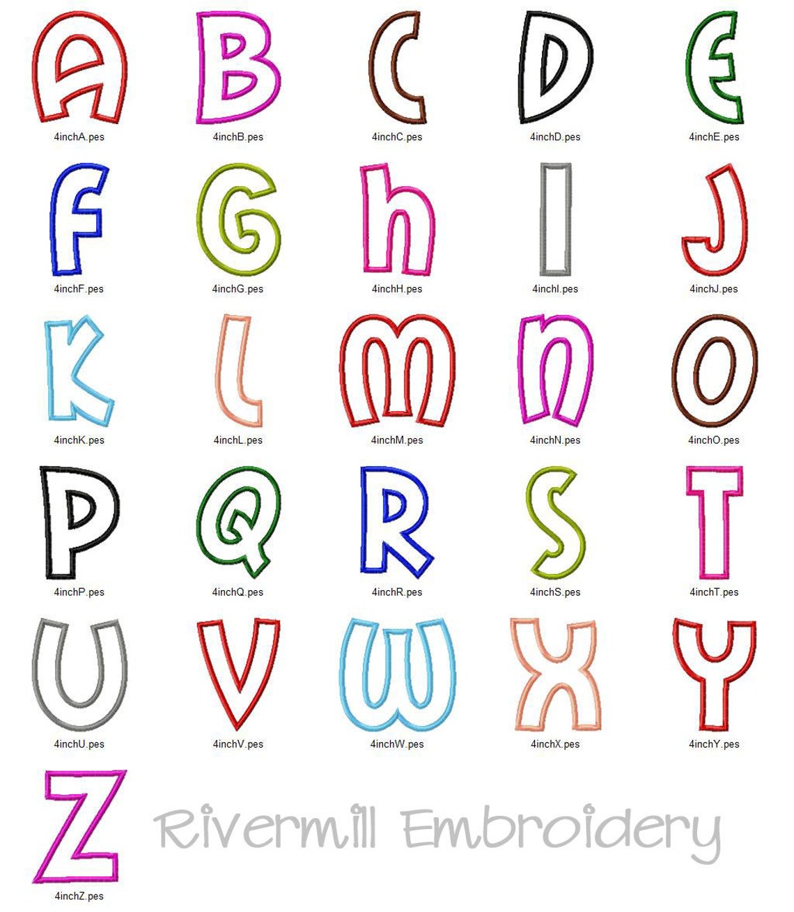 Surfer Applique Machine Embroidery Font Monogram Alphabet - 4 Sizes ...