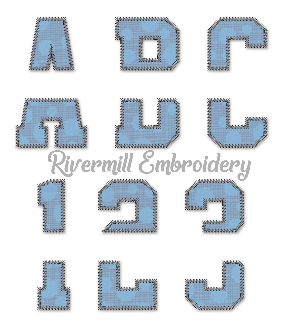 Zig Zag Applique Split Varsity Alphabet Machine Embroidery Alphabet - 4 ...