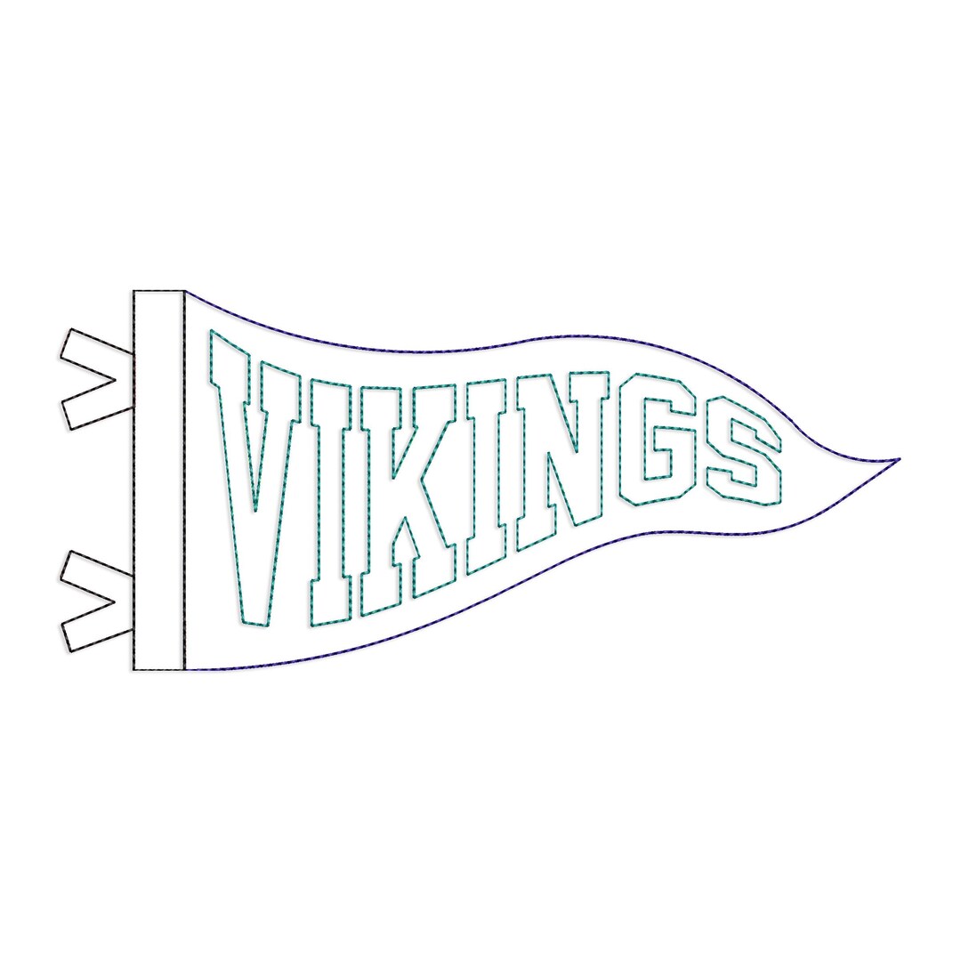 Vikings Wavy Pennant Flag Bean Stitch Raggy Applique Machine Embroidery ...