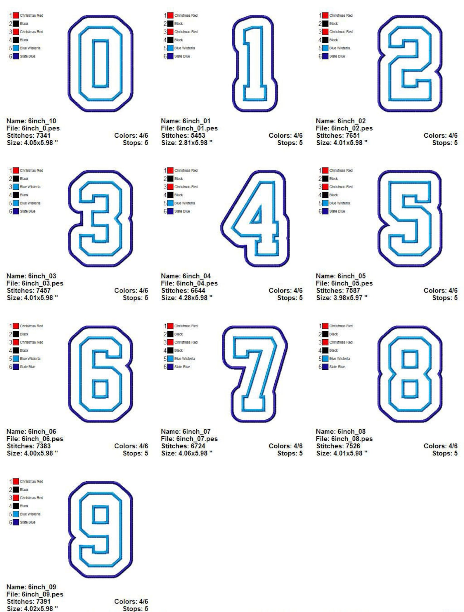 Double Applique Varsity Numbers Machine Embroidery Design - 4 Sizes ...