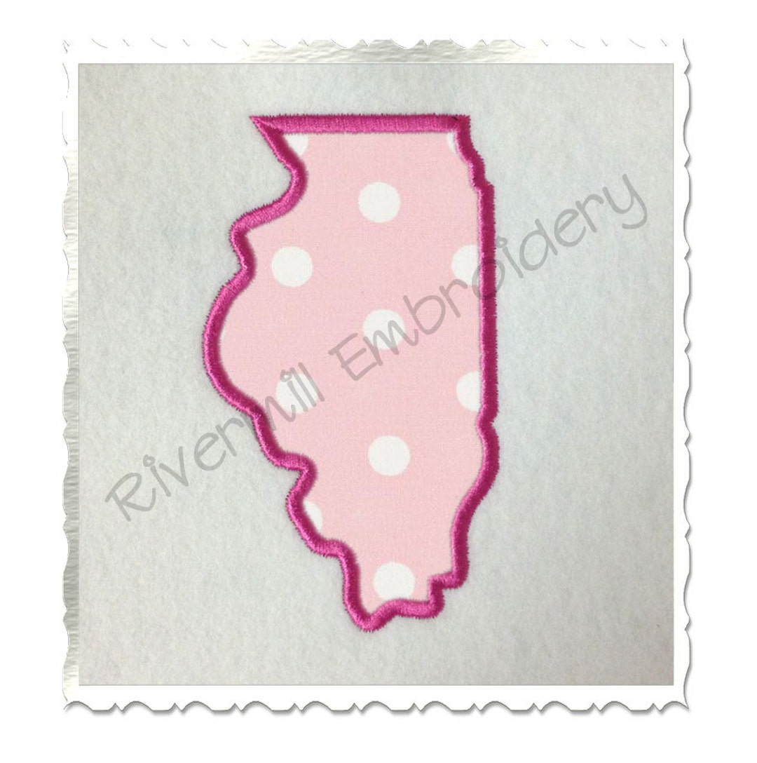 State of Illinois Applique Machine Embroidery Design - 4 Sizes ...