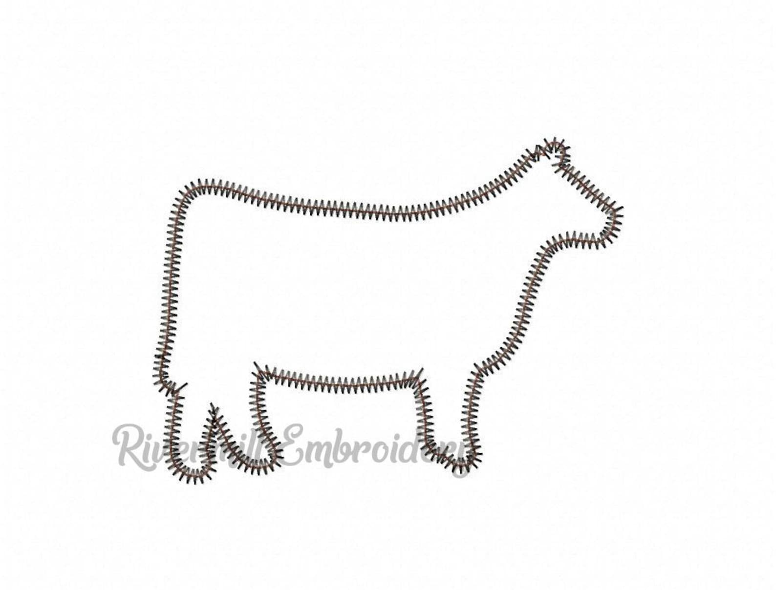 Zig Zag Applique Cow Machine Embroidery Design - 4 Sizes - Instant ...
