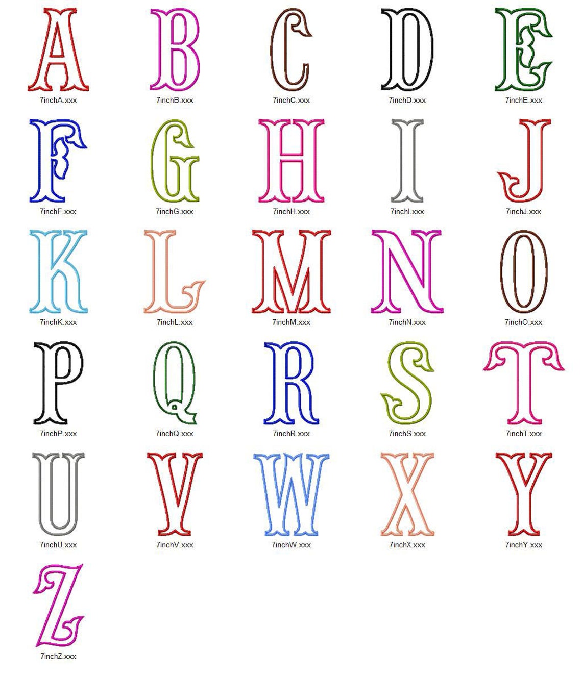 Fish Tail Applique Machine Embroidery Font Monogram Alphabet - 4 Sizes ...