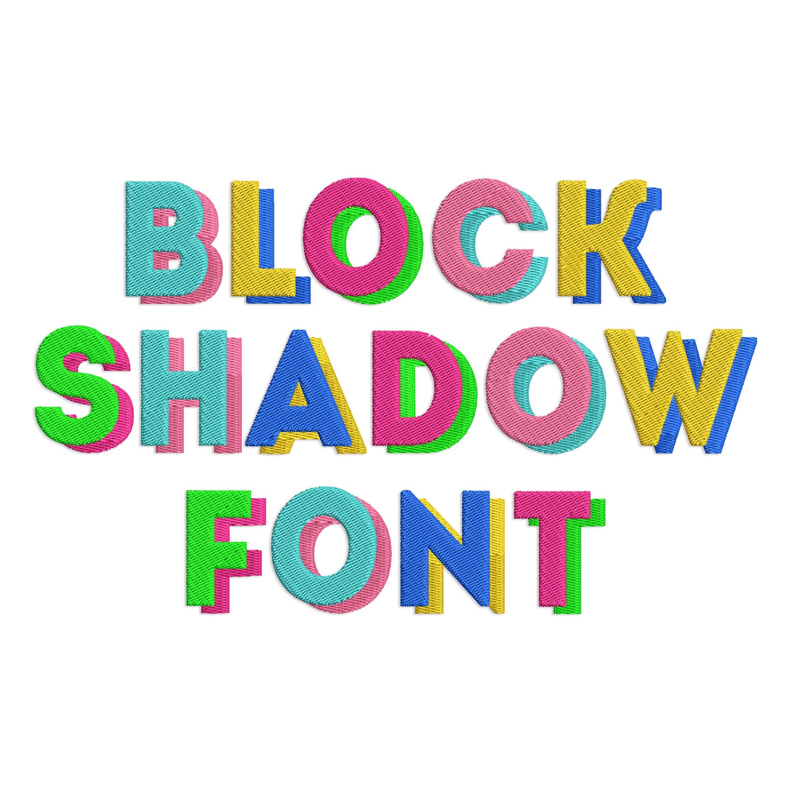 Block Shadow Machine Embroidery Font Alphabet - 3 Sizes - BX Files ...