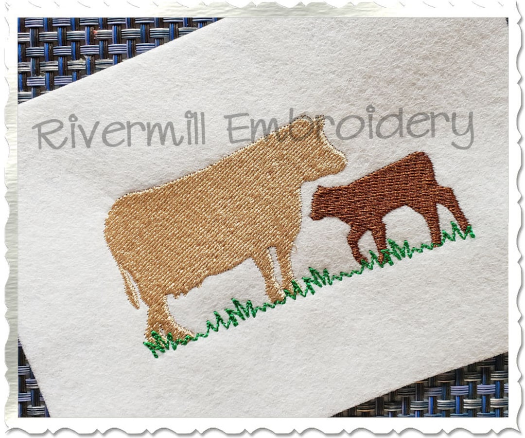 Two Cows Machine Embroidery Design - 3 Sizes - Etsy