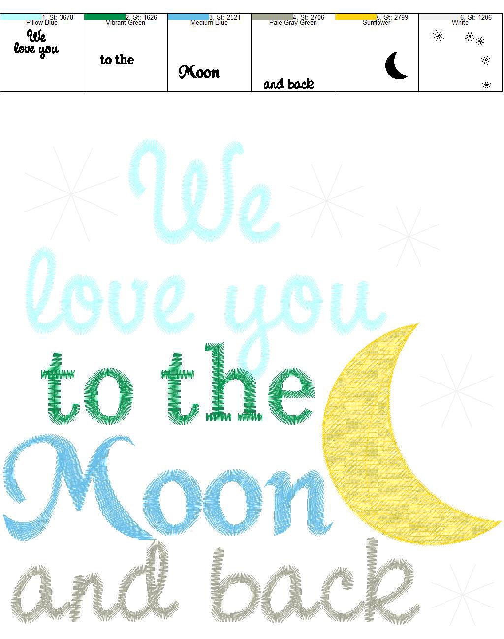 We Love You to the Moon & Back Machine Embroidery Design - 3 Sizes - Etsy